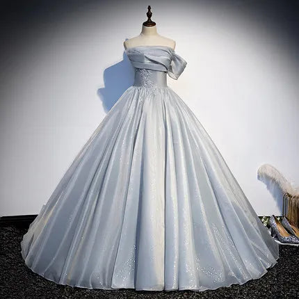 Stunning Off-shoulder Silver Ball Gown Dress on Luulla