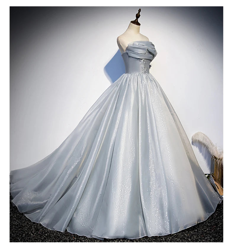 Stunning Off-shoulder Silver Ball Gown Dress on Luulla