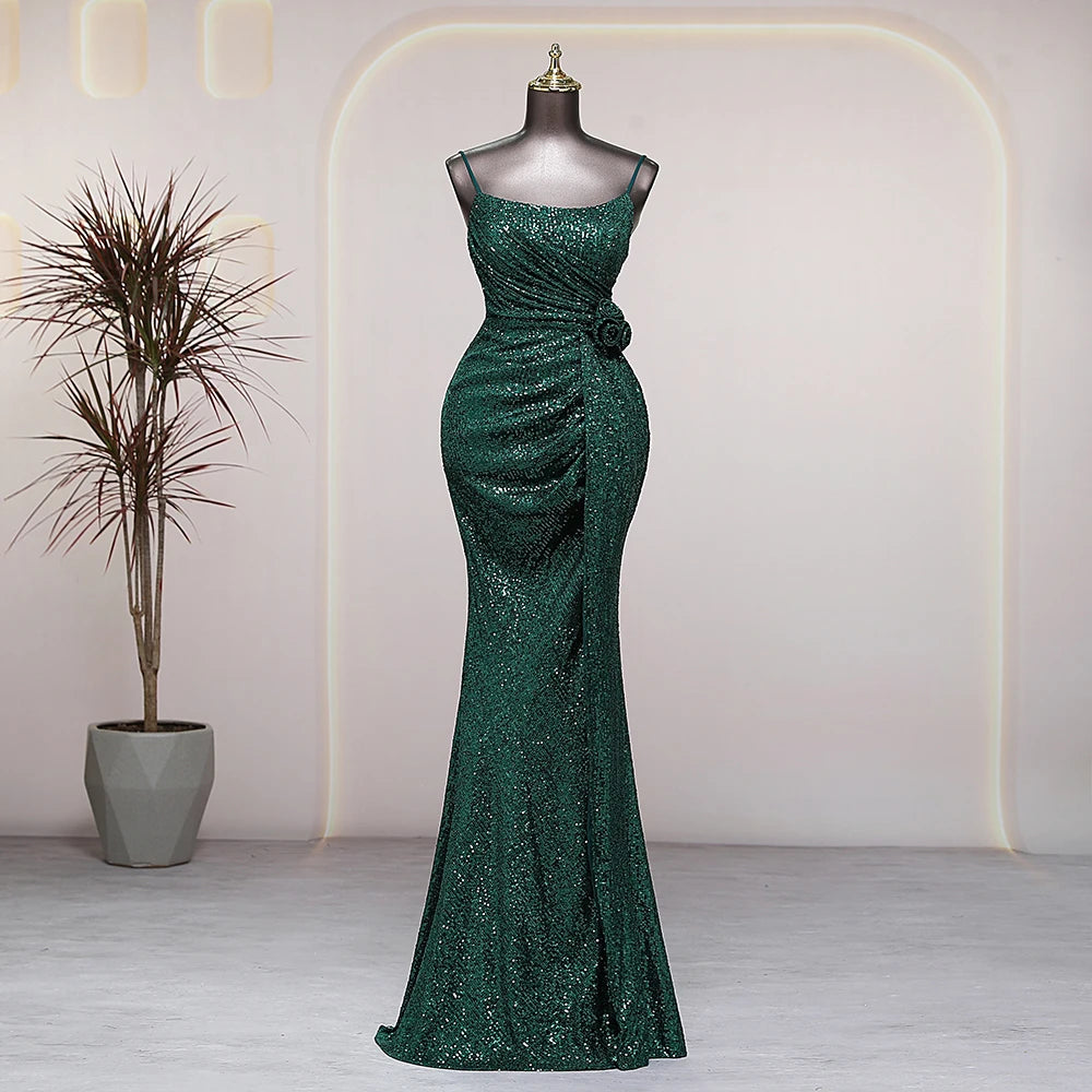Sparkling Green Gown With Flattering Ruched Design on Luulla